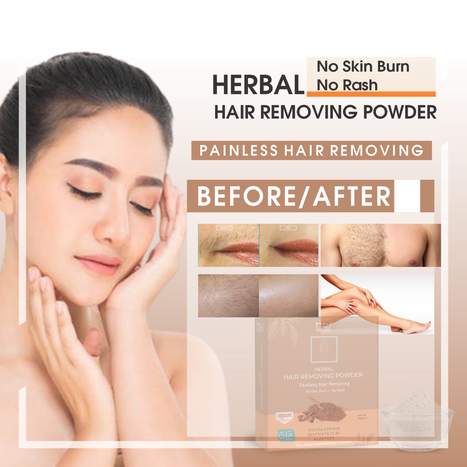 Herbal Hair Removing Powder Chocolate Flavor - HTI Experts